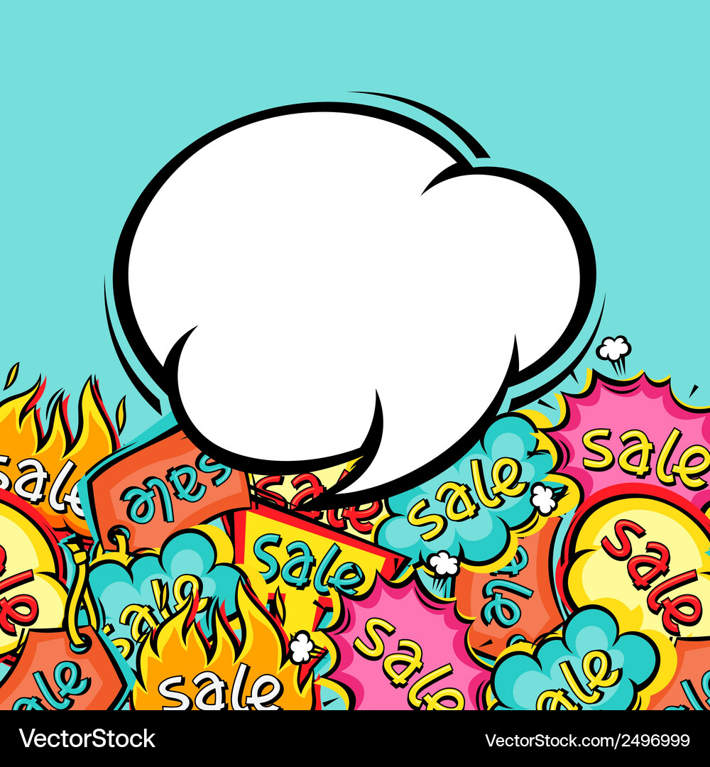 Sale comic speech bubble background in cartoon Vector Image