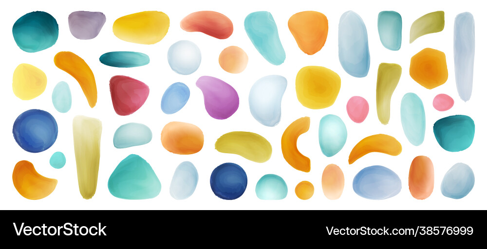 Watercolor brushes and liquid blobs design set Vector Image