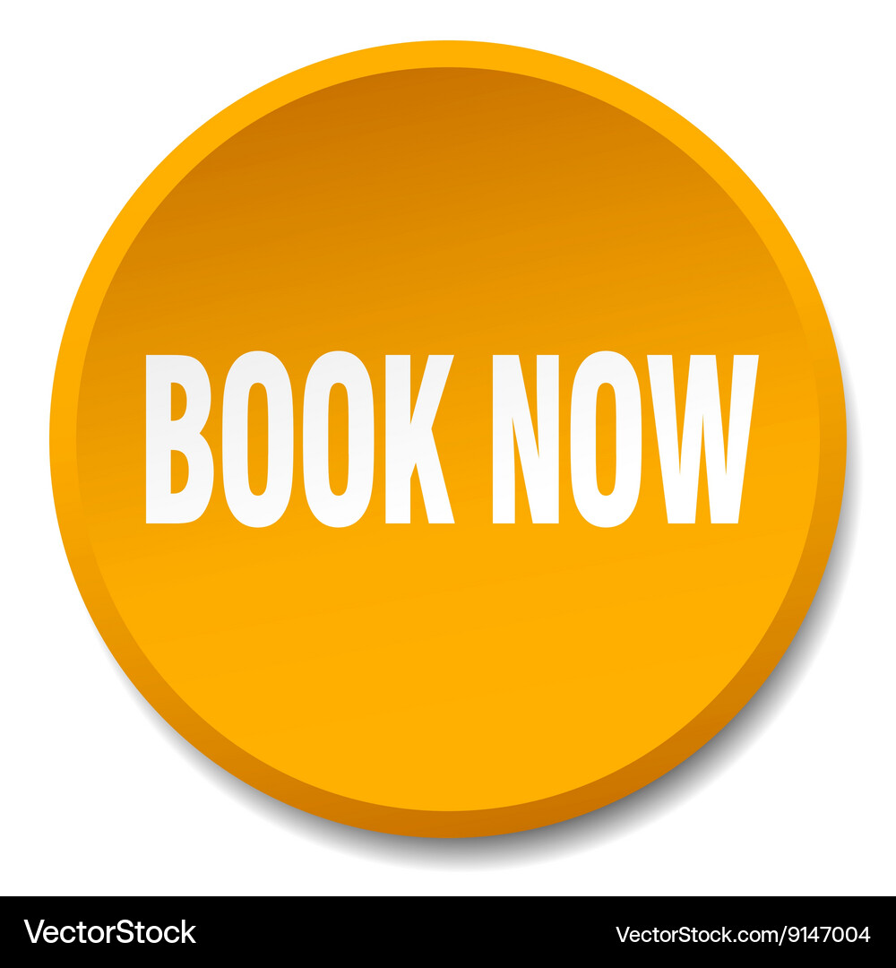 Book now orange round flat isolated push button Vector Image