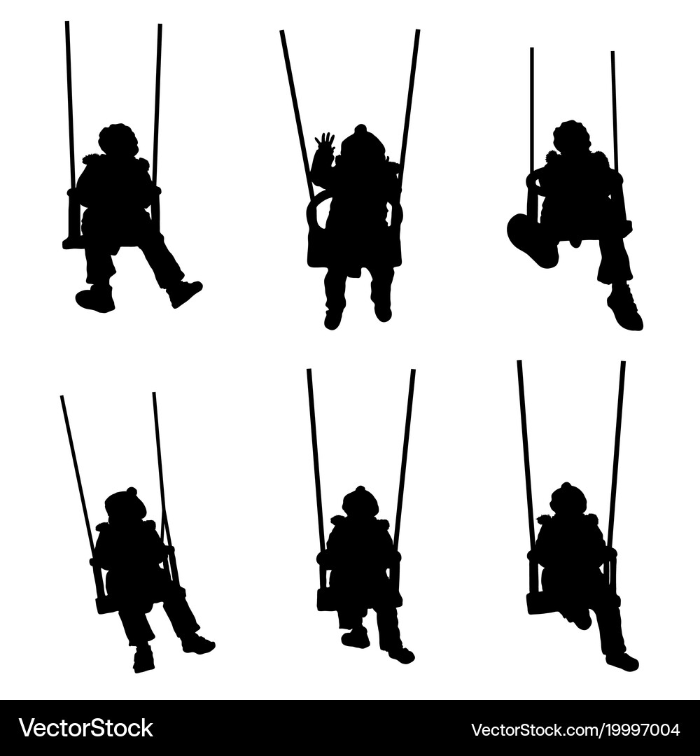 Child silhouette on the swing is having fun Vector Image