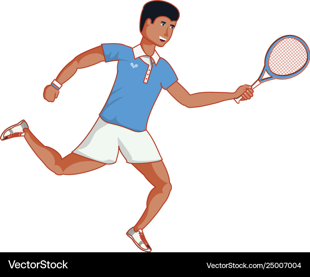 Man tennis playing with racket Royalty Free Vector Image