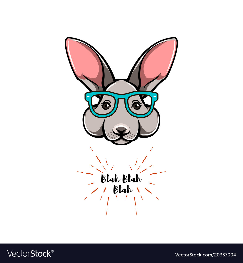 Portrait Of Rabbit In Glasses Smart Bunny Geek Vector Image