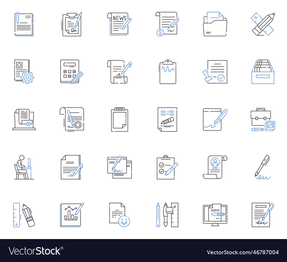 Reviewing Line Icons Collection Analysis Vector Image
