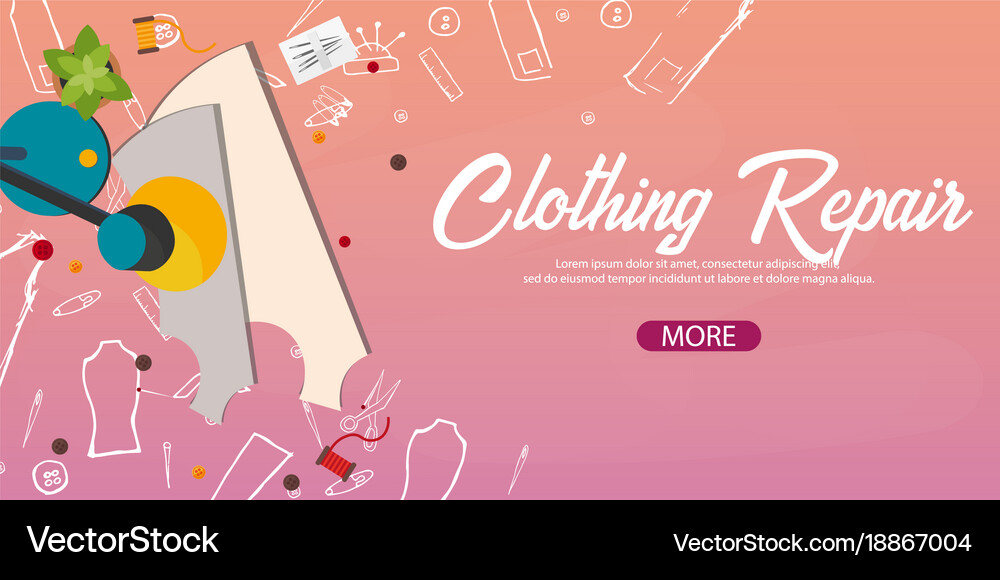 Tailor and seamstress banner sewing kit Royalty Free Vector