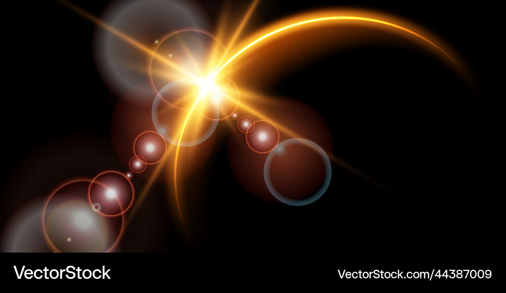 Edge of a golden solar eclipse on black Royalty Free Vector