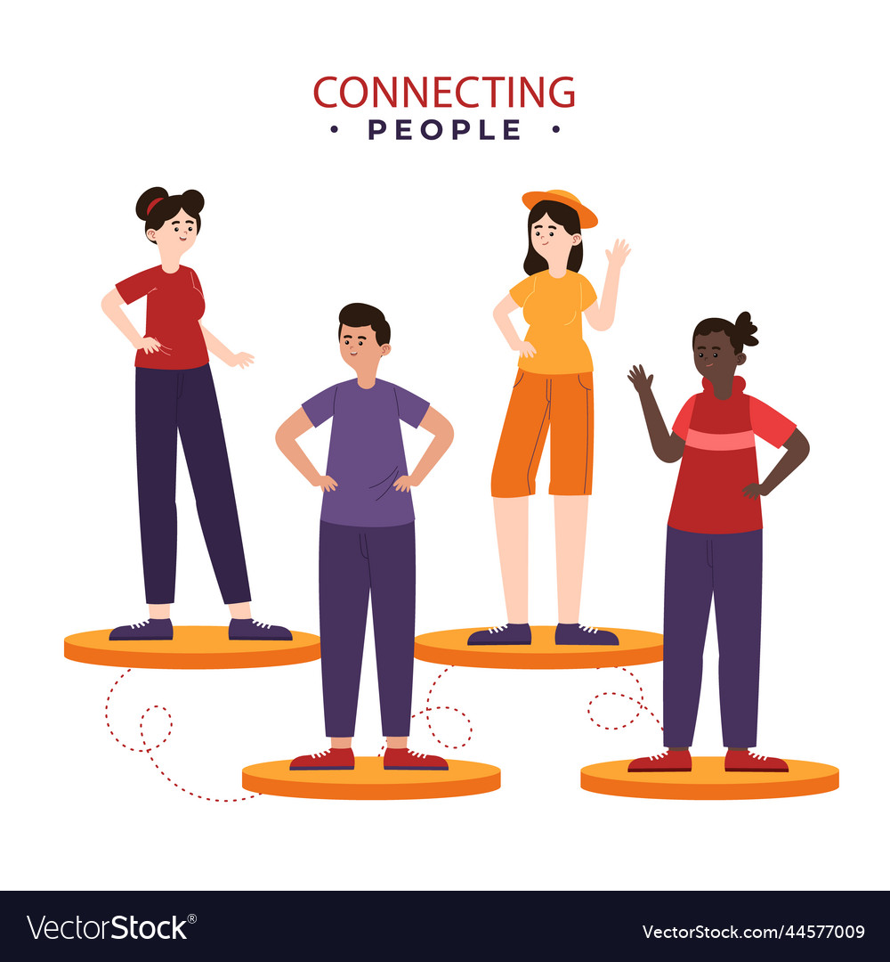 Flat design connecting people graphics Royalty Free Vector Flat design connecting people graphics Royalty Free Vector