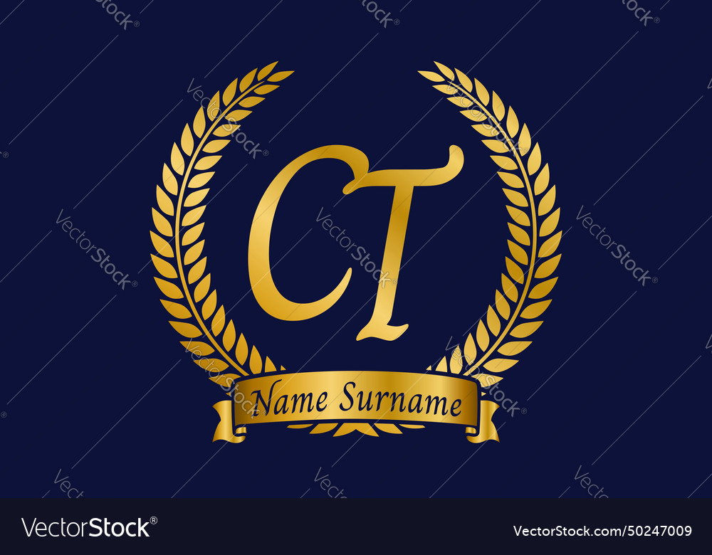 Initial letter c and t ct monogram logo design Vector Image