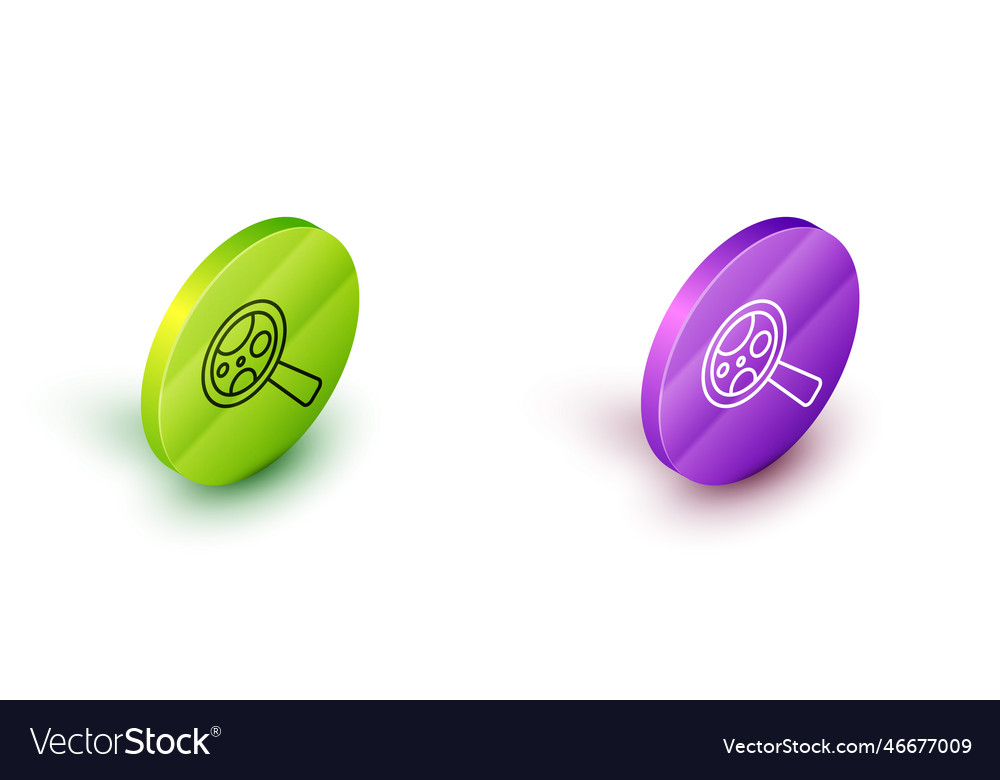 Isometric line microorganisms under magnifier icon Isometric line microorganisms under magnifier icon