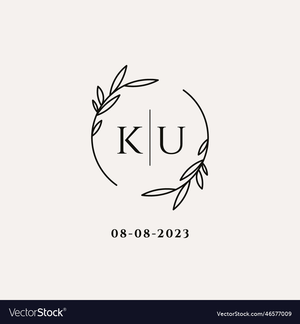 Letter ku wedding monogram logo design Royalty Free Vector