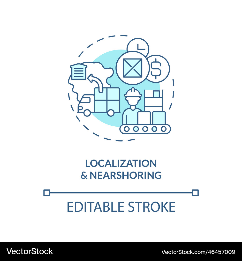 Localization and nearshoring turquoise concept Vector Image