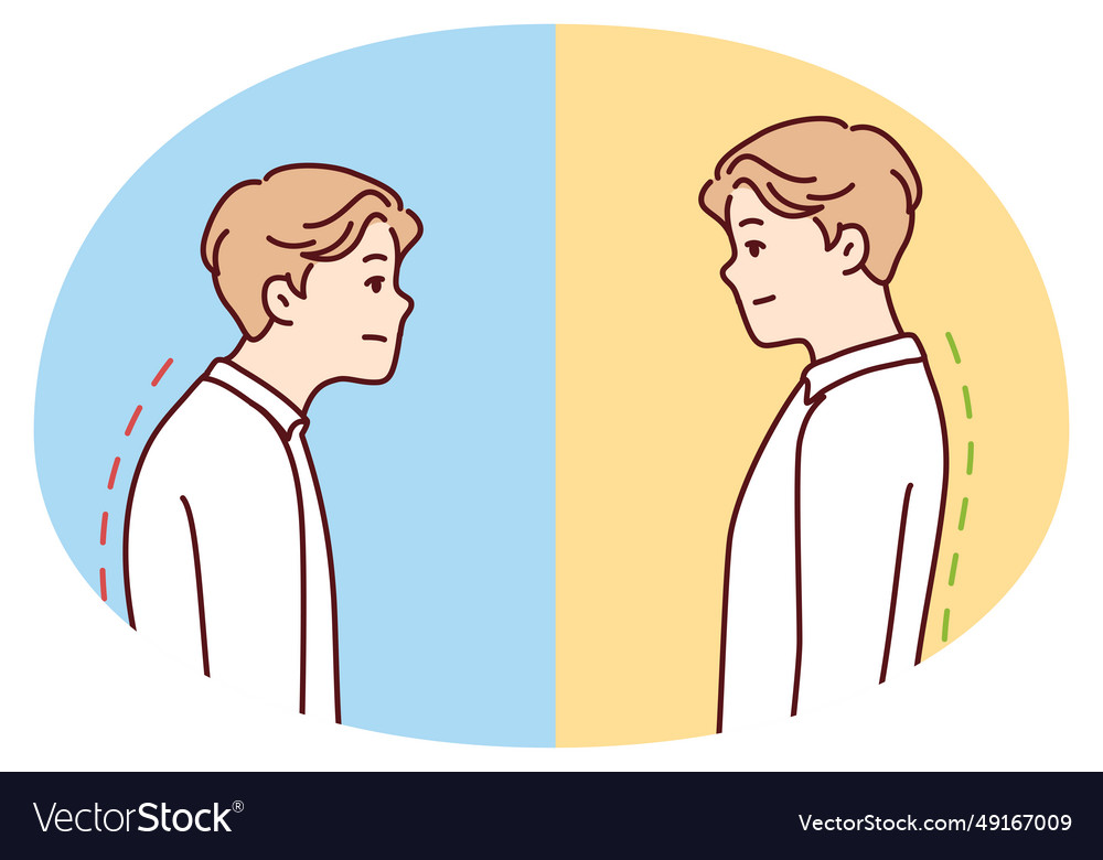 Man With Good And Bad Back Posture Royalty Free Vector Image