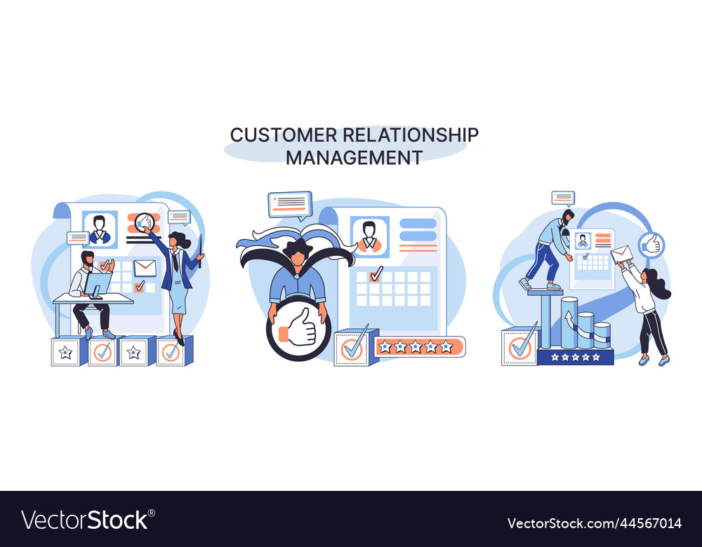 Crm metaphor customer relationship management Vector Image Crm metaphor customer relationship management Vector Image