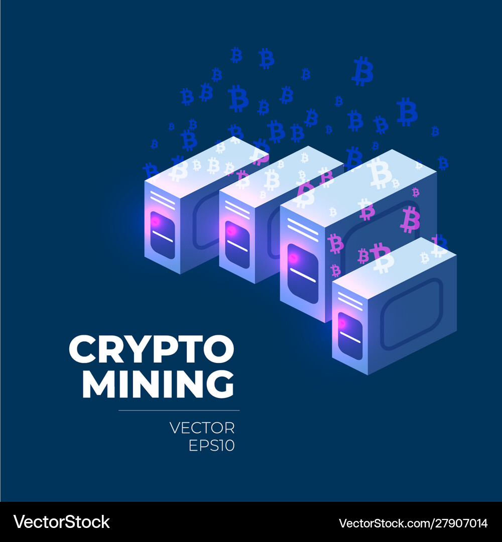 Cryptocurrency mining Royalty Free Vector Image