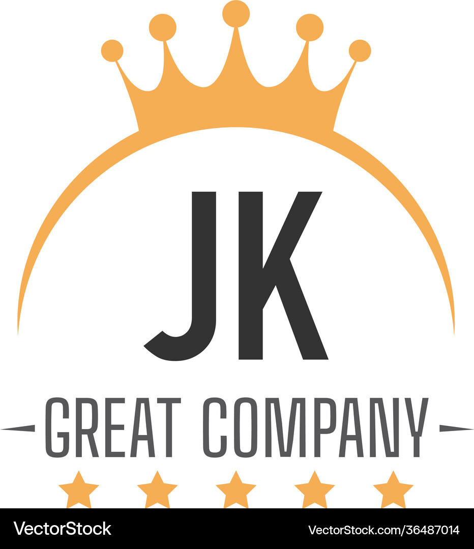 Initial letter jk king design logo concept Vector Image