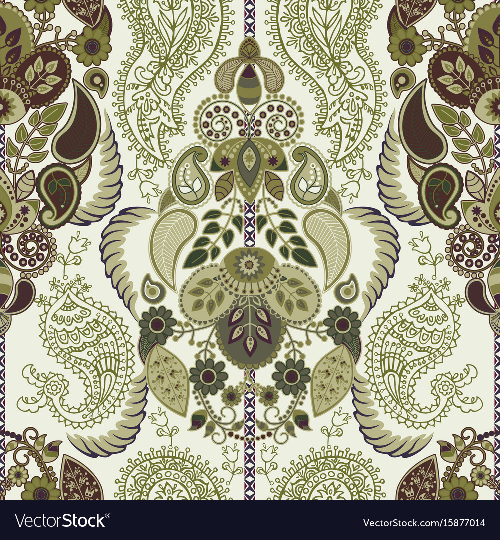Paisley Floral Seamless Pattern Indian Ornament Vector Image