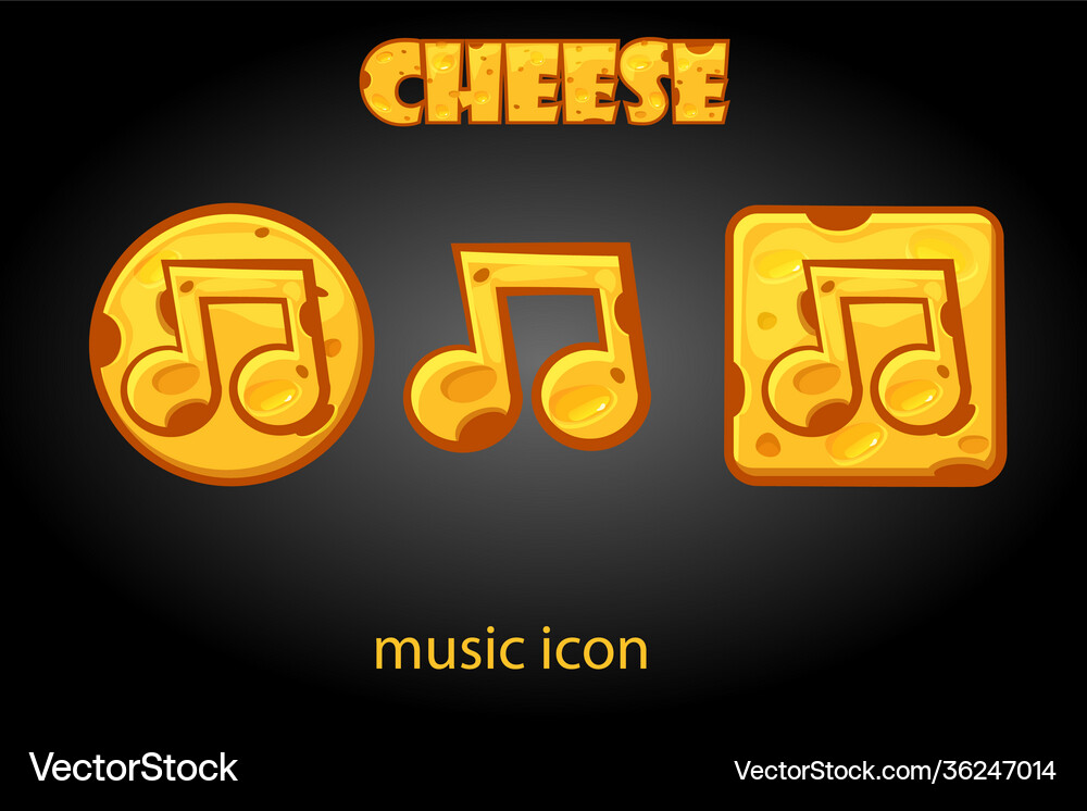 Set cheese music buttons for menu Royalty Free Vector Image