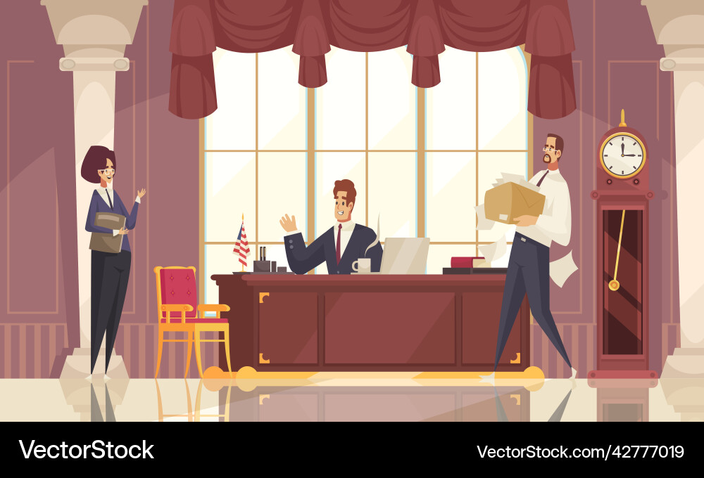 President workplace flat composition Royalty Free Vector