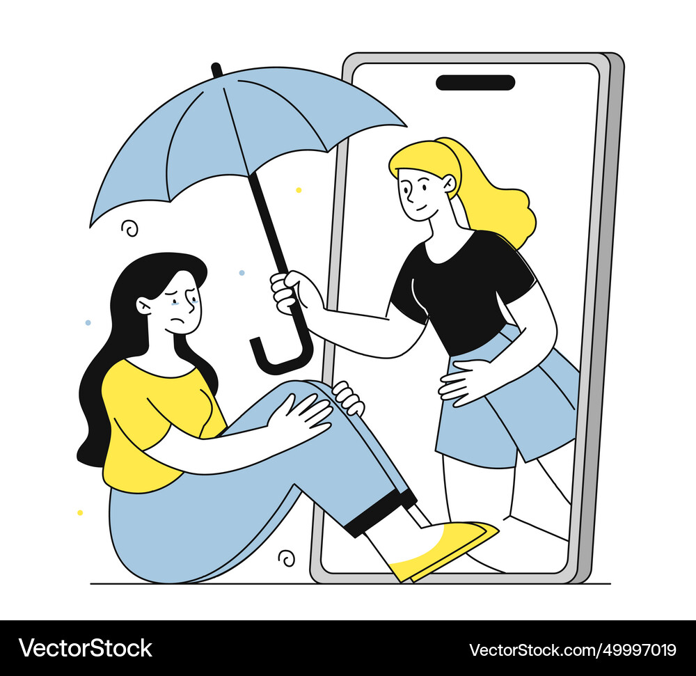 Psychological support online linear Royalty Free Vector