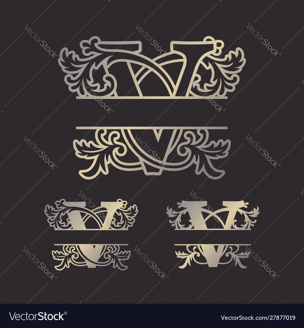 Split letters split monogram font split alphabet Vector Image