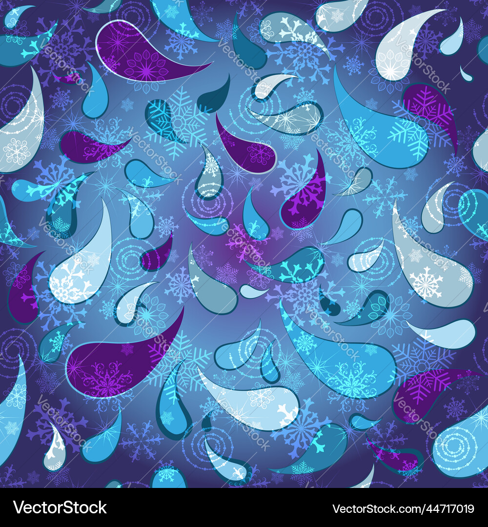 Winter seamless blue pattern with snowflakes Vector Image
