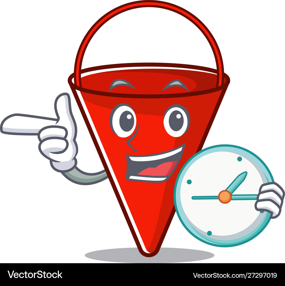 With clock fire bucket isolated with cartoon Vector Image