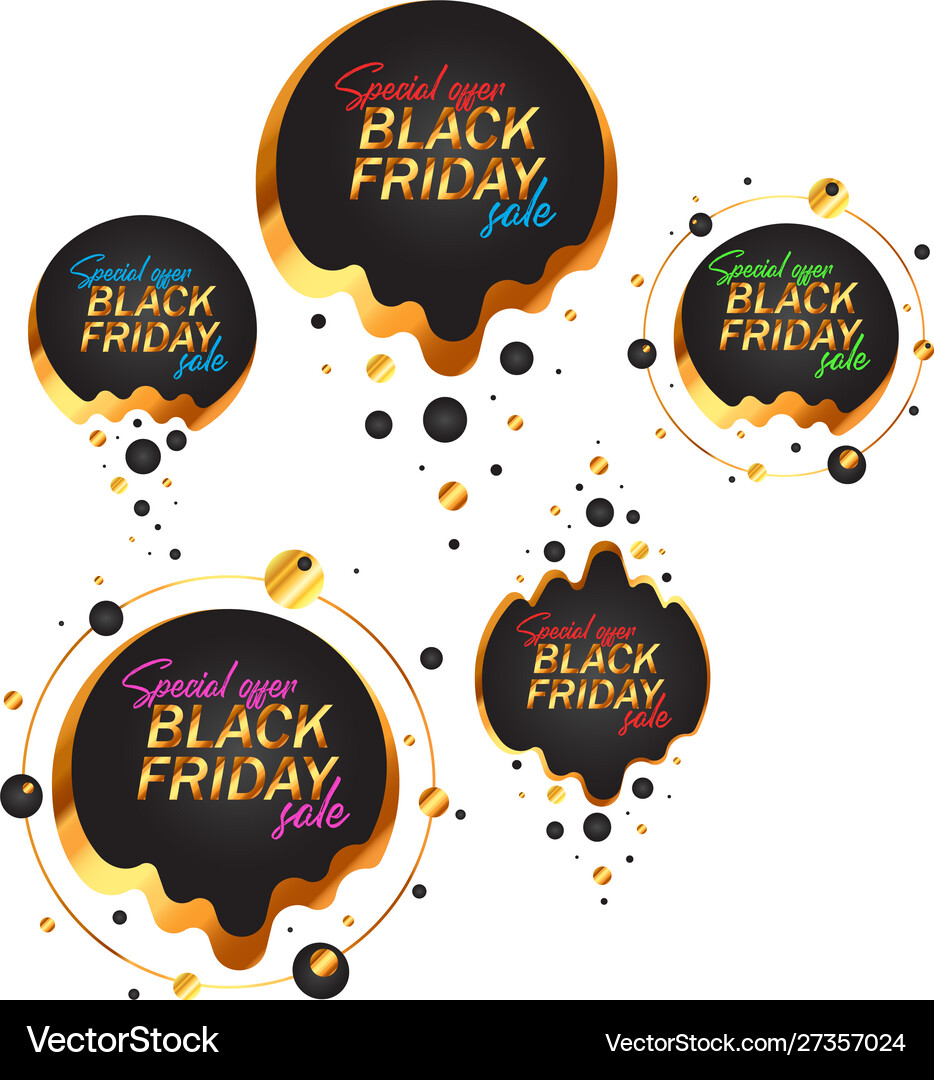 Black friday labels set in and gold Royalty Free Vector