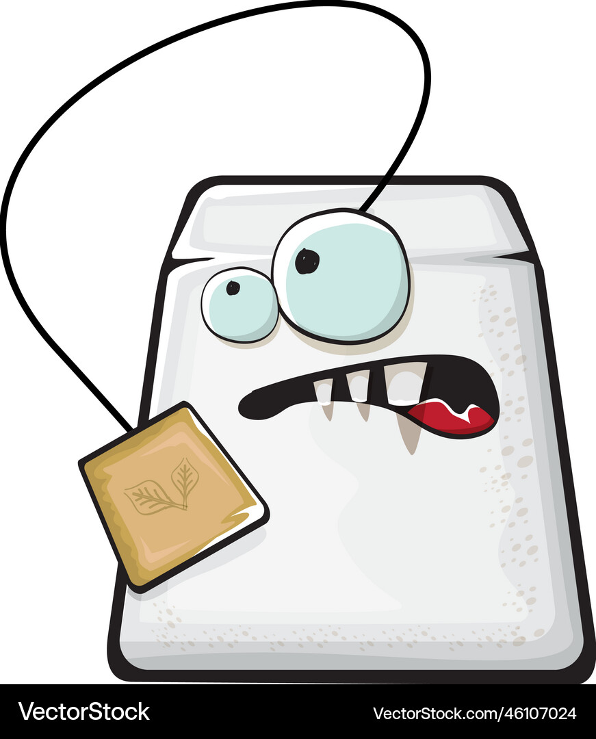 Cartoon tea bag characters isolated on white Vector Image