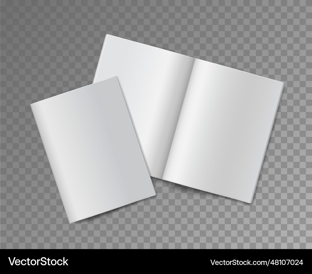 Soft cover books opened and closed empty booklet Vector Image
