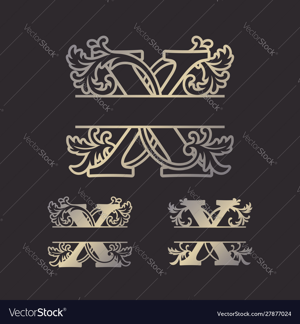 Split letters split monogram font split alphabet Vector Image