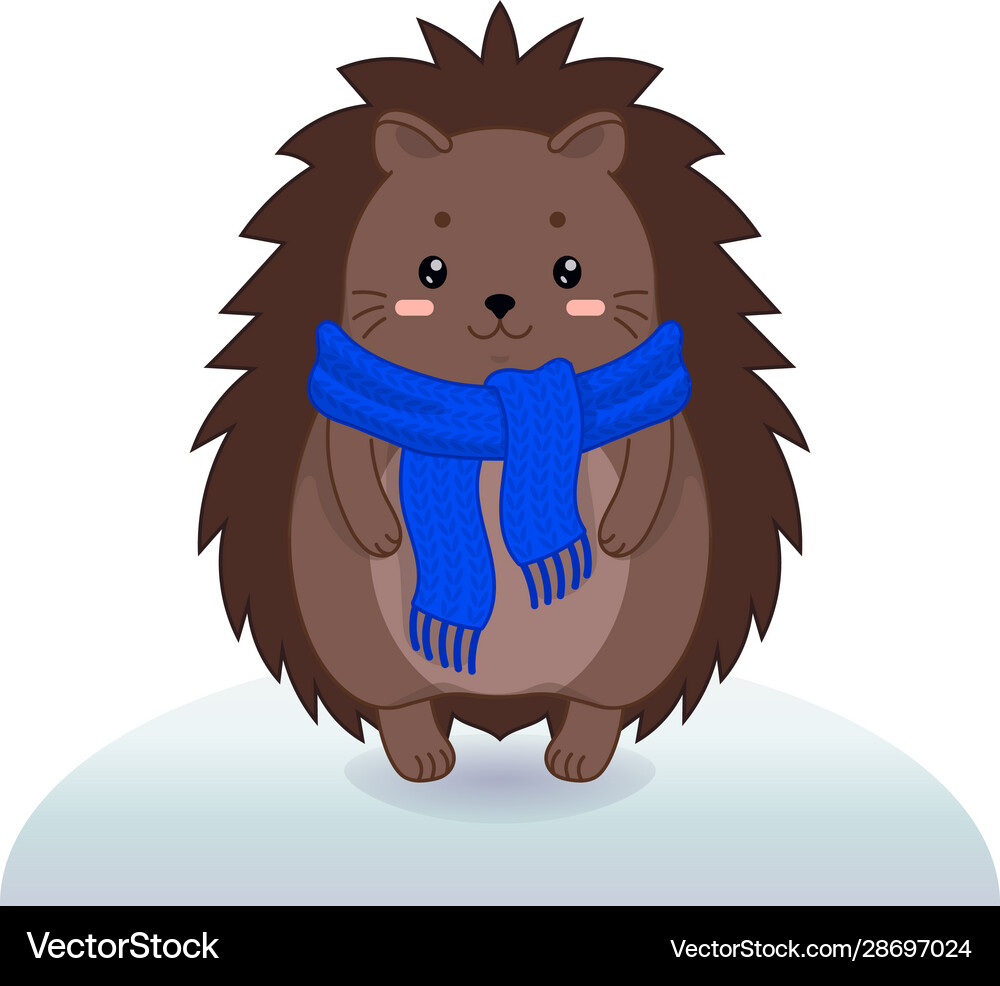 Winter with cute hedgehog Royalty Free Vector Image