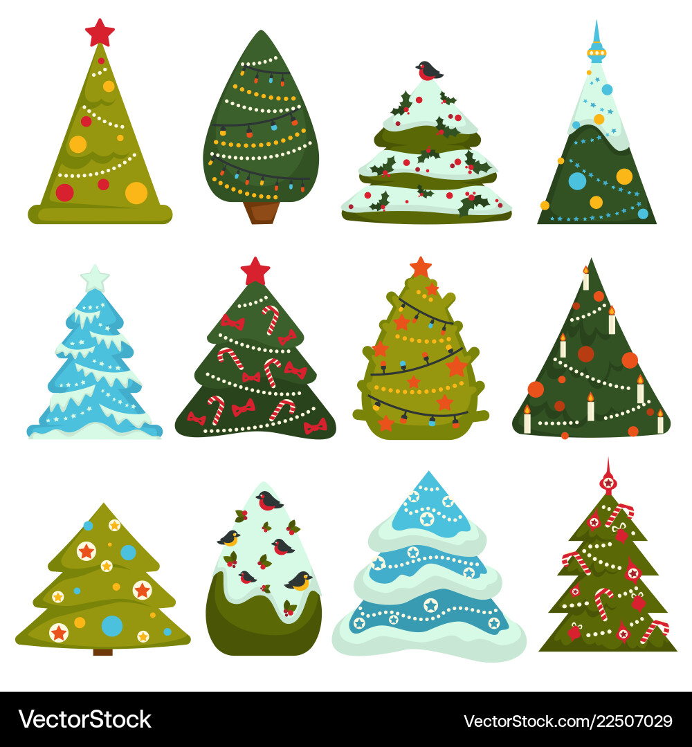Christmas tree evergreen pine decorated Royalty Free Vector