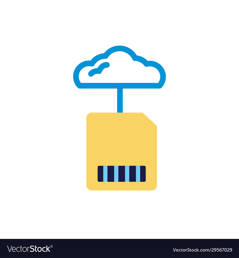 Cloud computing with sd card lineal color style Vector Image