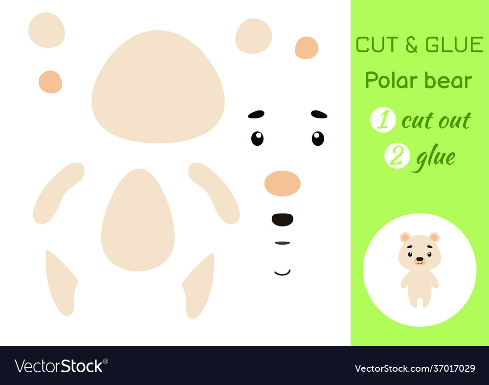 Cut and glue paper little polar bear kids crafts Vector Image