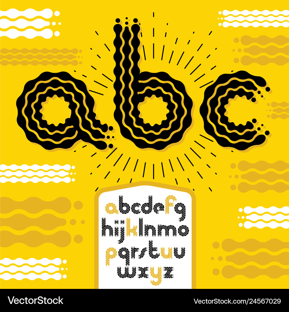 Lower case modern disco alphabet letters abc set Vector Image