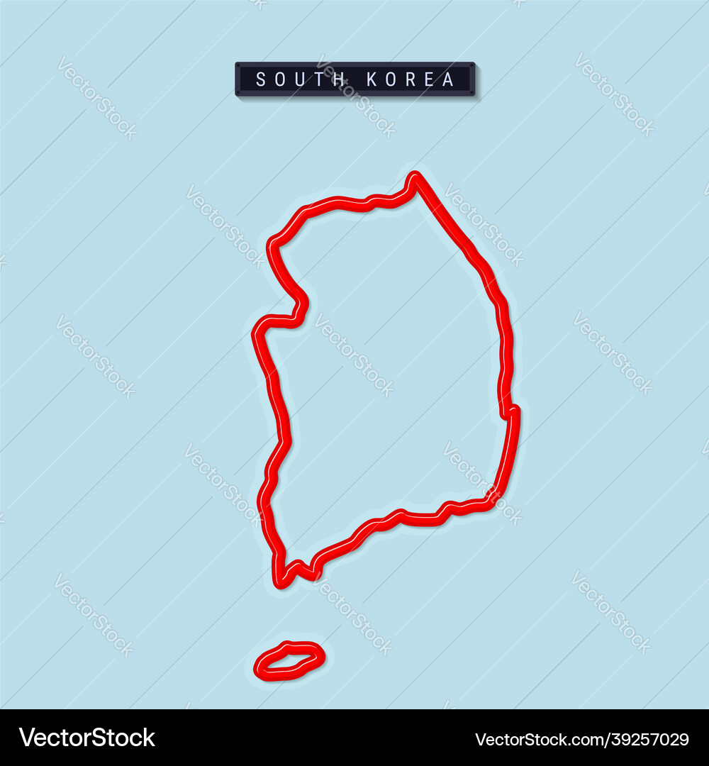 South korea bold outline map Royalty Free Vector Image