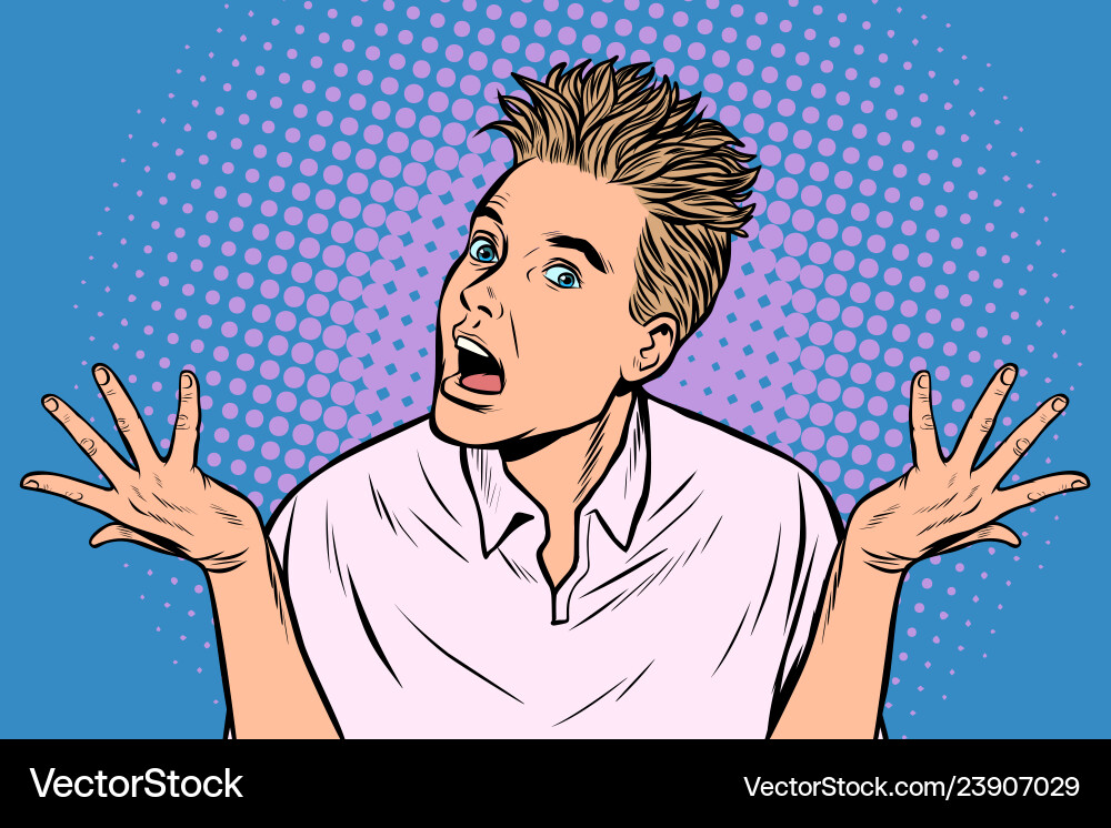 Surprised young man Royalty Free Vector Image - VectorStock