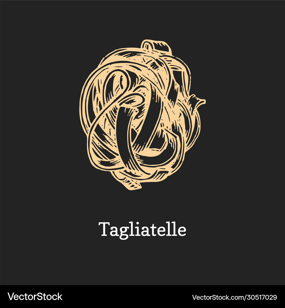 Tagliatelle graphic in hand Royalty Free Vector Image