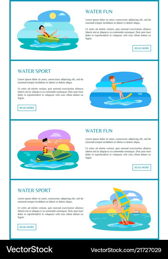 Water summer activities set Royalty Free Vector Image