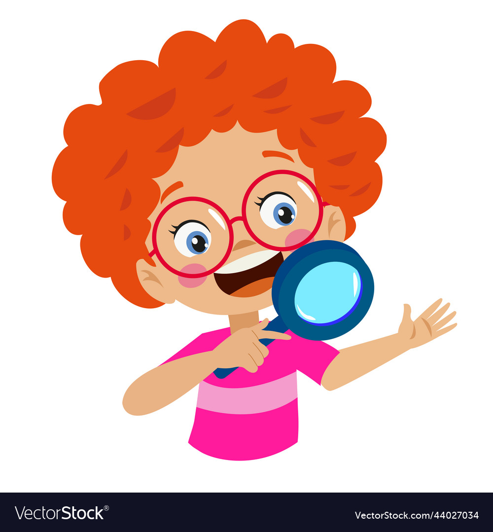 Cute little boy examining and observing Royalty Free Vector Cute little boy examining and observing Royalty Free Vector