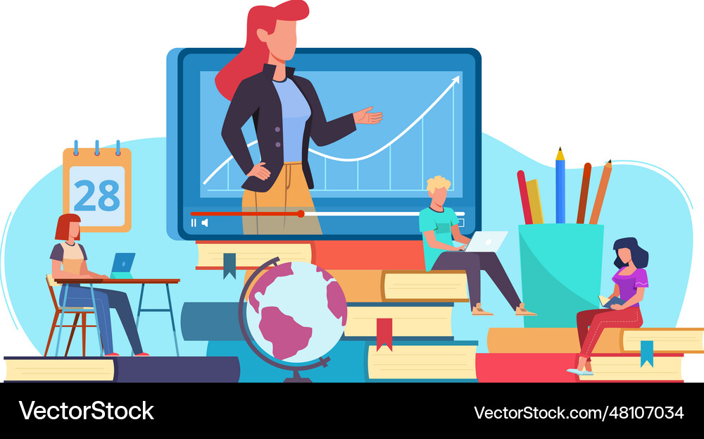 Online education webinar and video seminar Vector Image