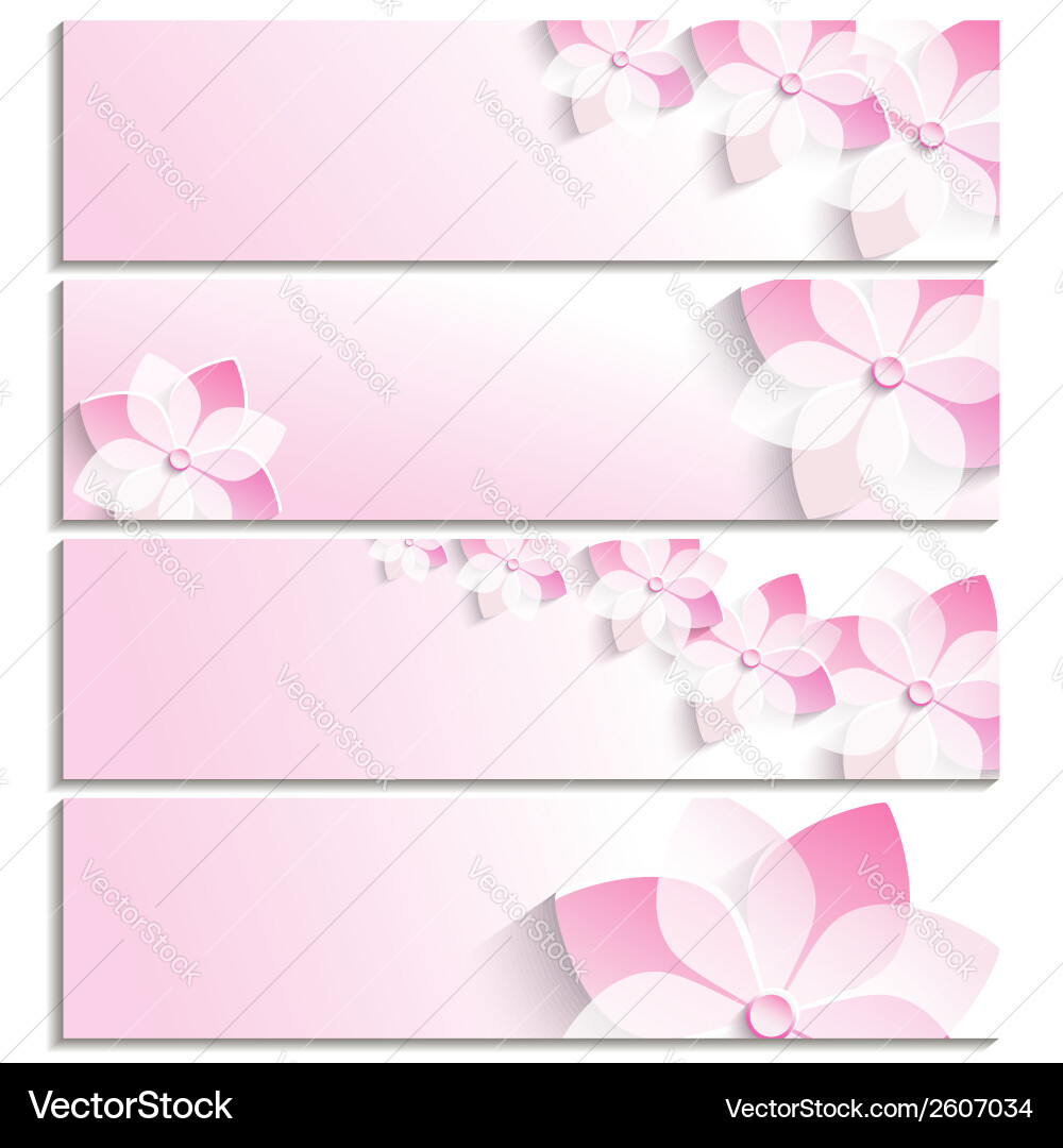 Set banners with sakura pink template Royalty Free Vector
