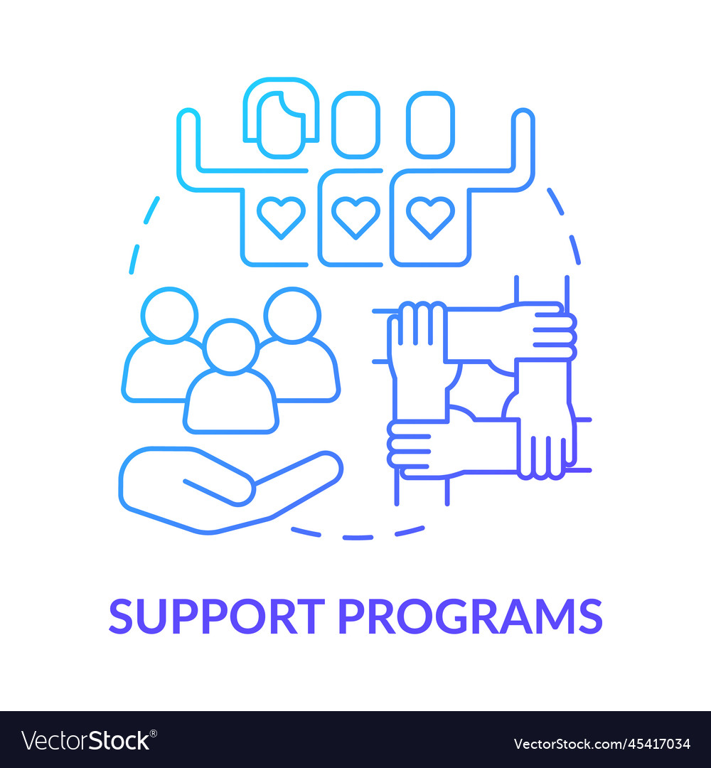 Support programs blue gradient concept icon Vector Image