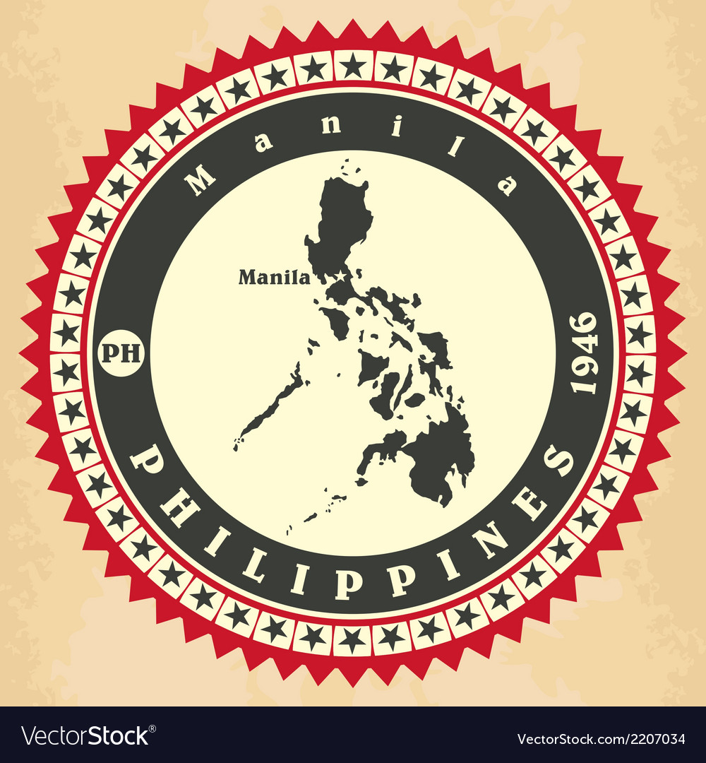 Vintage Label sticker Cards Of Philippines Vector Image