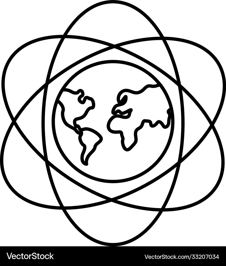 World planet earth with continents and atom lines Vector Image