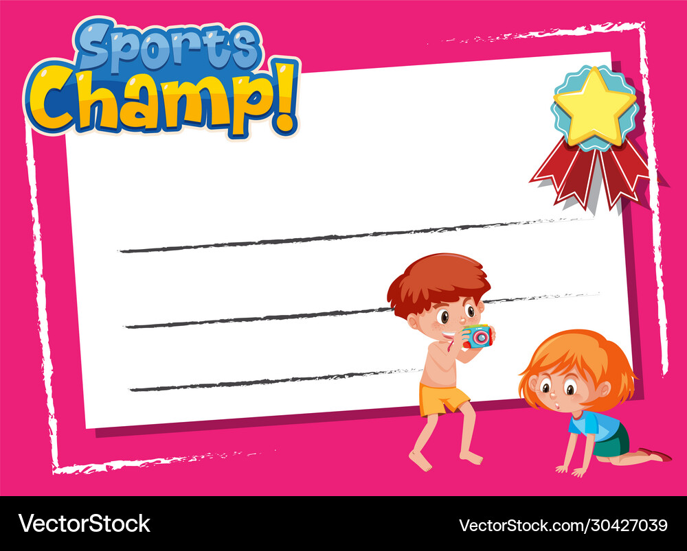 Background template design with kids and word Vector Image