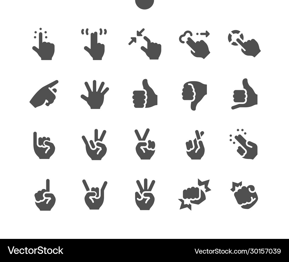 Gesture ui pixel perfect well-crafted Royalty Free Vector