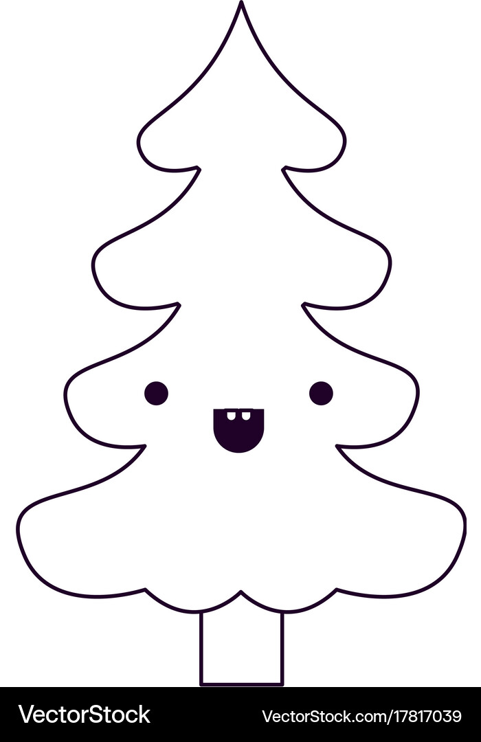 Kawaii christmas tree with trunk smiling Vector Image
