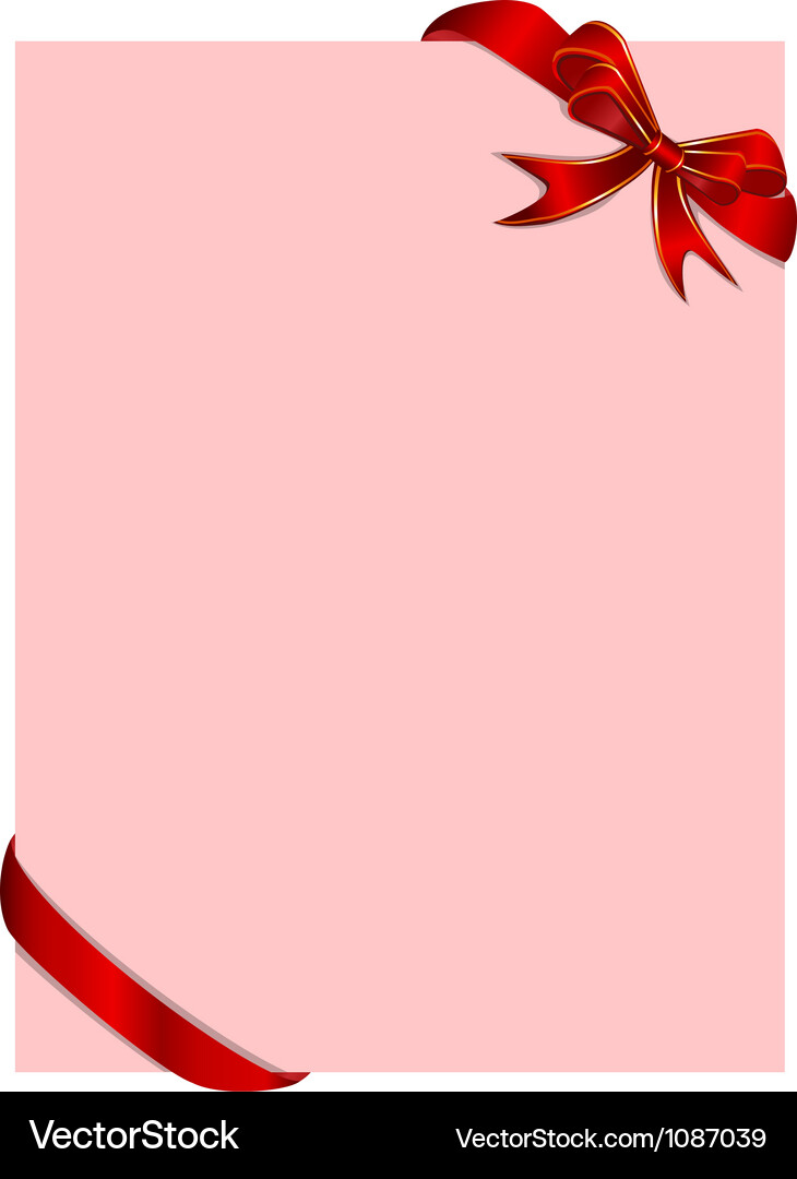 Pink card with red ribbon Royalty Free Vector Image