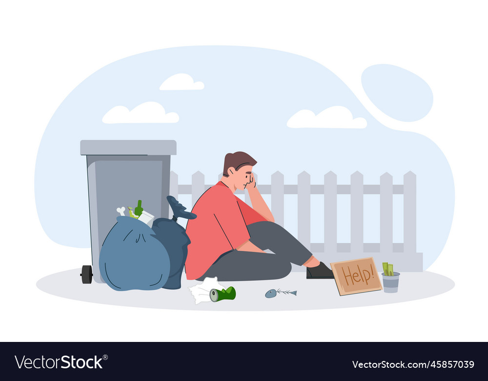 Poor man concept Royalty Free Vector Image - VectorStock