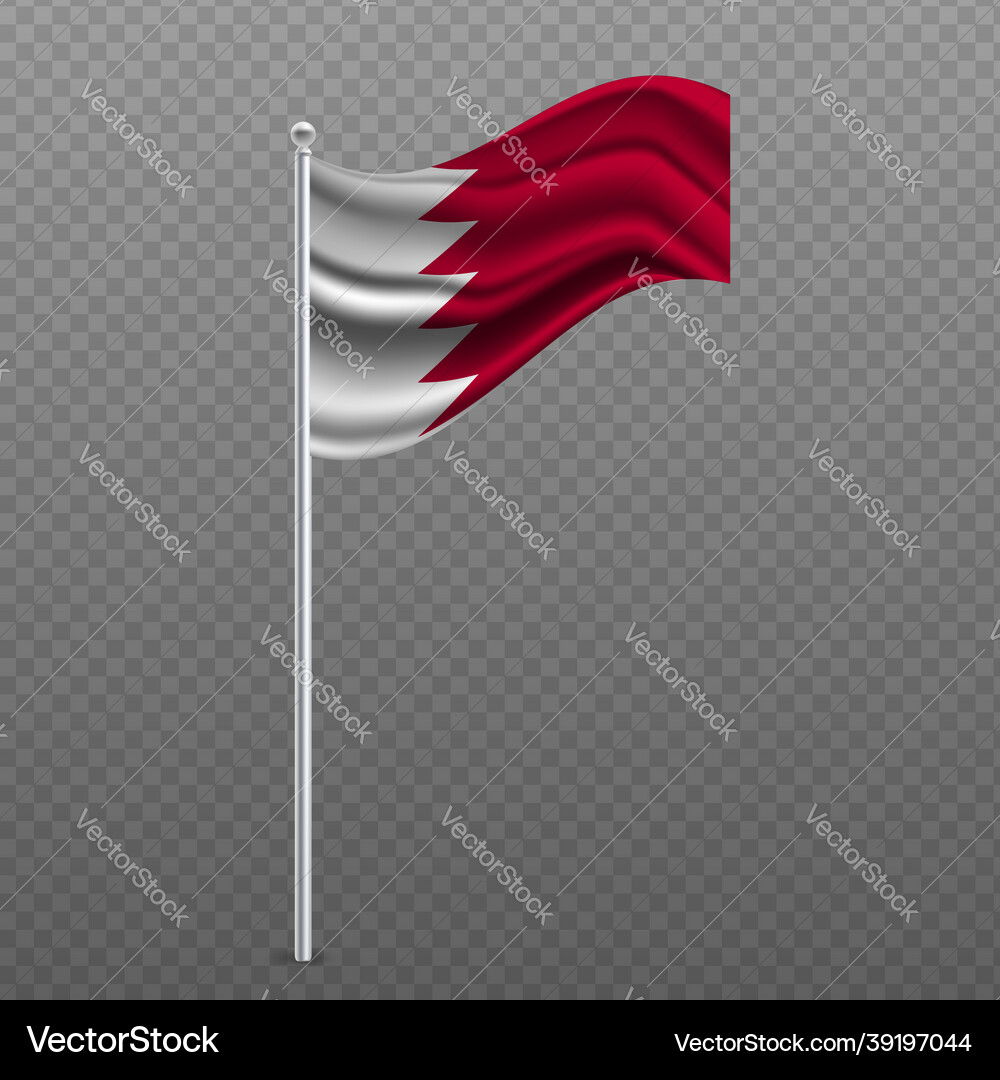 Bahrain waving flag on metal pole Royalty Free Vector Image